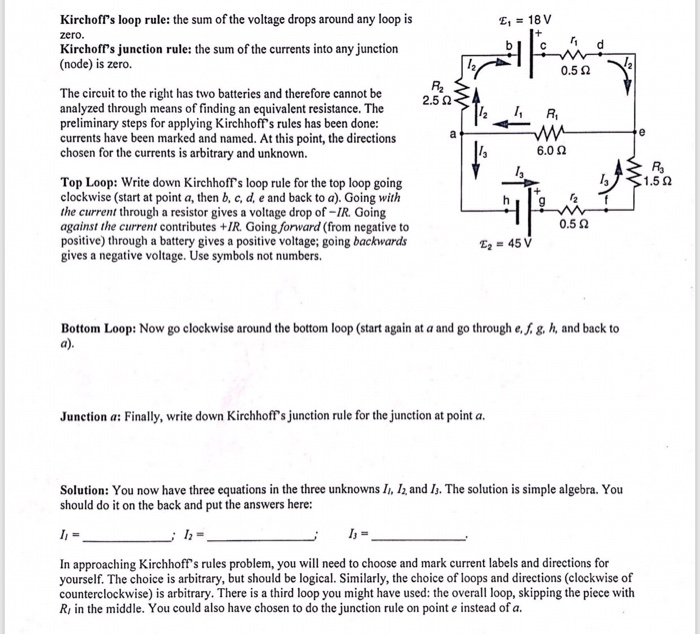 Solved Kirchoffs loop rule: the sum of the voltage drops | Chegg.com
