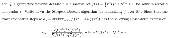Solved For Q, a symmetric positive definite n×n matrix, let | Chegg.com