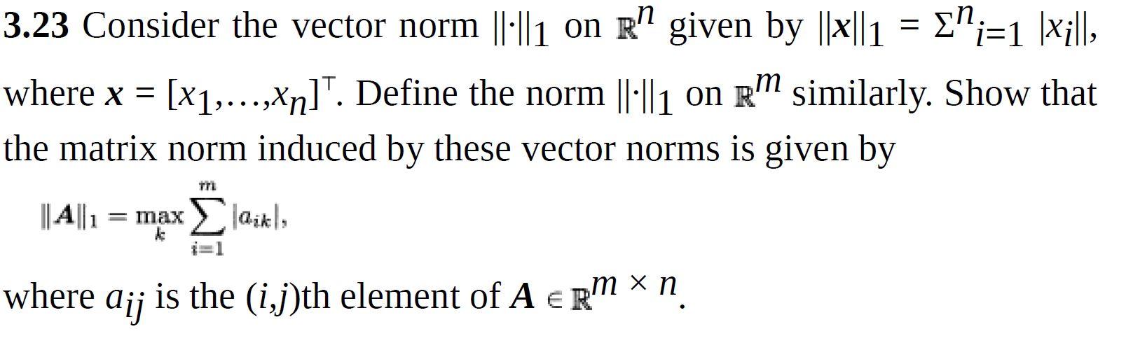 Solved 3.23 Consider the vector norm ||.lli on rạ given by | Chegg.com