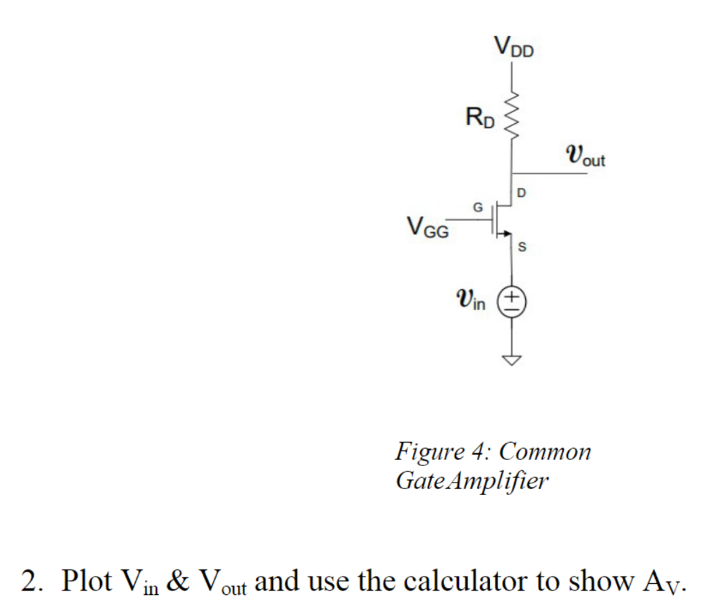 Solved For this part of the lab, design a common gate | Chegg.com