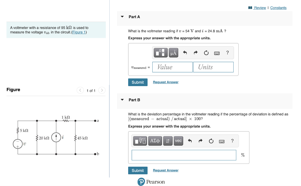 Solved Review | Constants Part A A voltmeter with a | Chegg.com