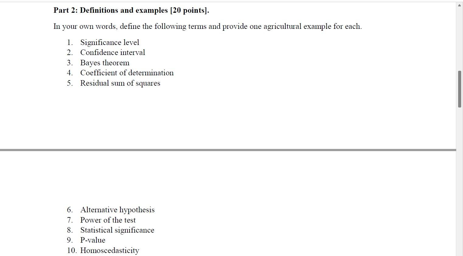 Solved Part 2: Definitions and examples [20 points]. In your | Chegg.com