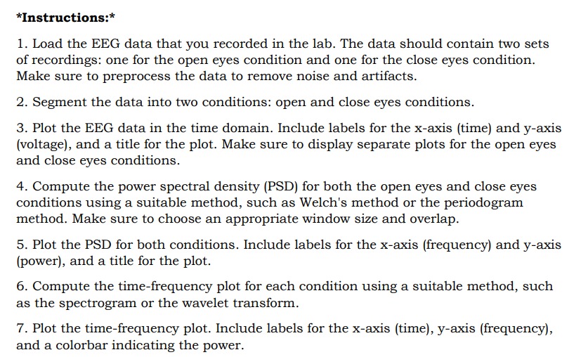 Solved 1. Load the EEG data that you recorded in the lab. | Chegg.com