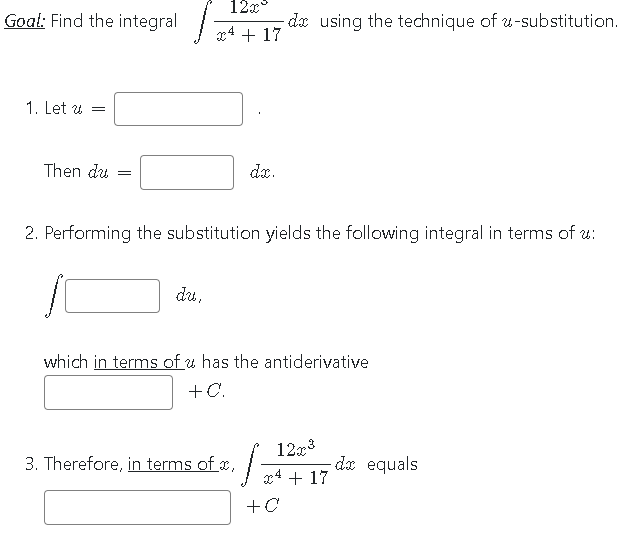 Solved Goal: Find the integral 120 de using the technique of | Chegg.com