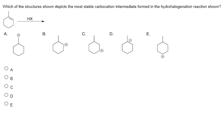 Solved Which of the structures shown depicts the most stable | Chegg.com