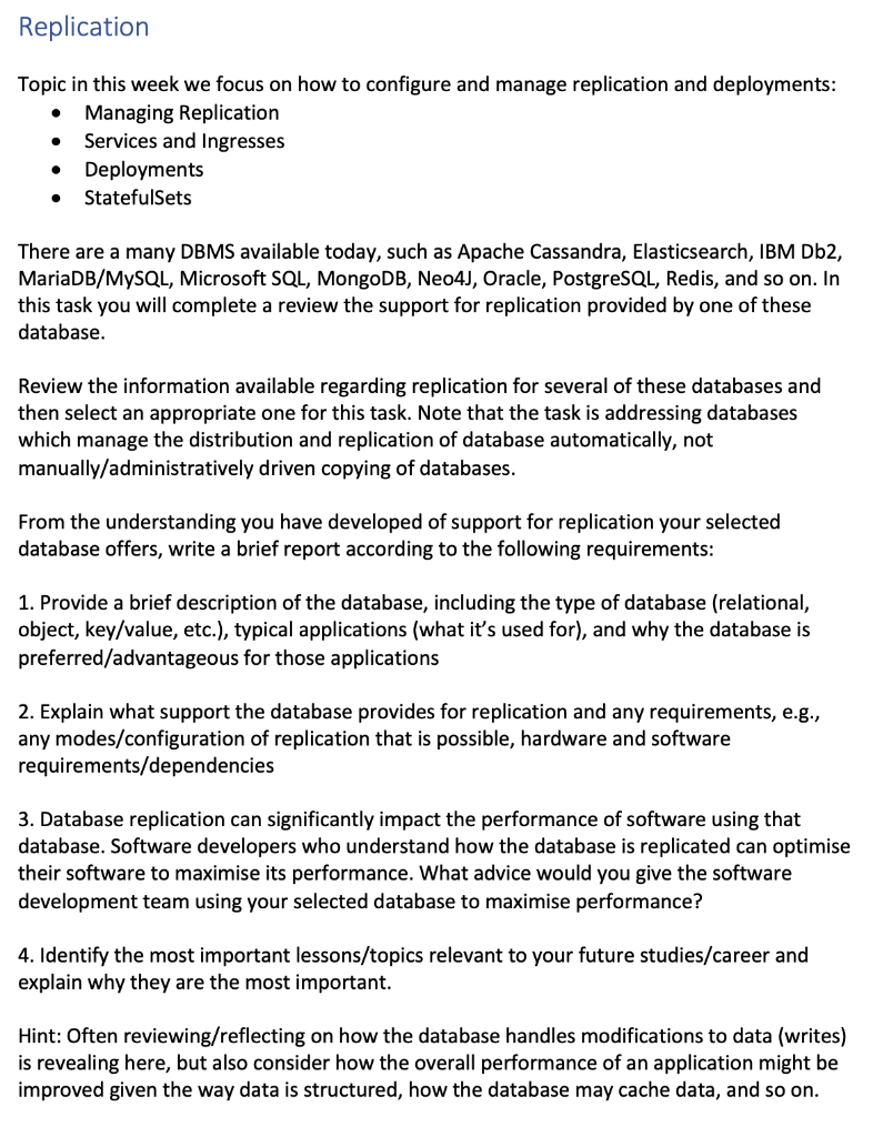 Solved Replication Topic in this week we focus on how to | Chegg.com