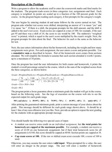 Description of the Problem Write a program to allow | Chegg.com