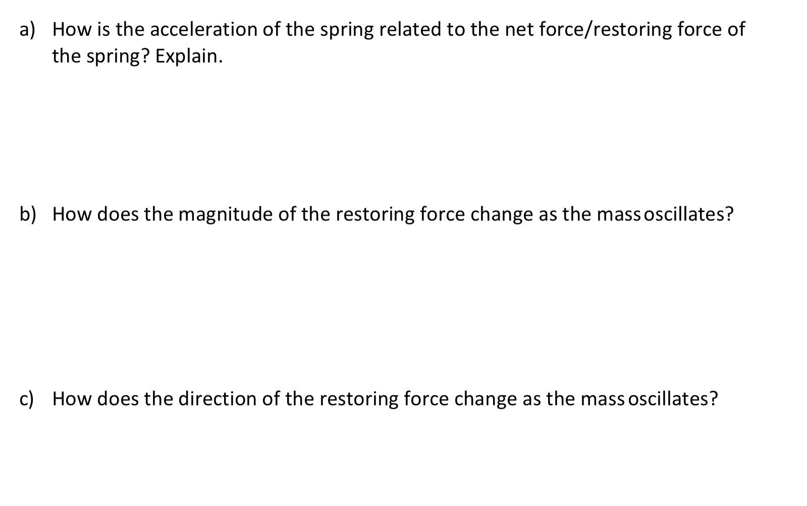 Solved a) How is the acceleration of the spring related to | Chegg.com
