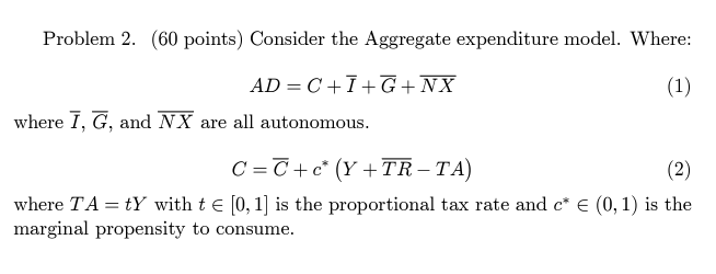 Solved Problem 2. (60 points) Consider the Aggregate | Chegg.com