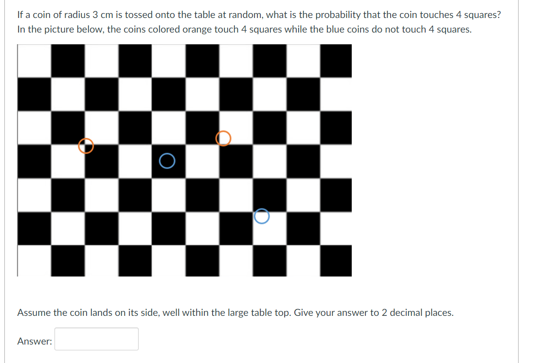 If a coin of radius 3 cm is tossed onto the table at | Chegg.com