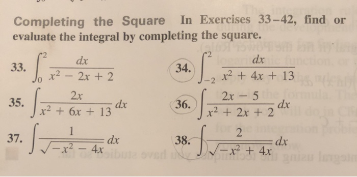 Solved Completing the Square In Exercises 33-42, find or | Chegg.com