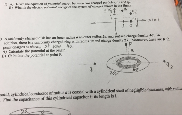 Solved 1) A) Derive the equation of potential energy between | Chegg.com