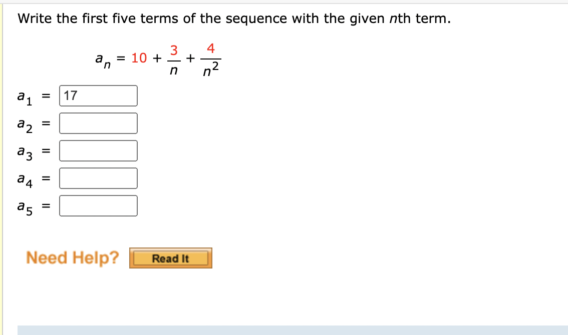 Solved Write the first five terms of the sequence with the | Chegg.com