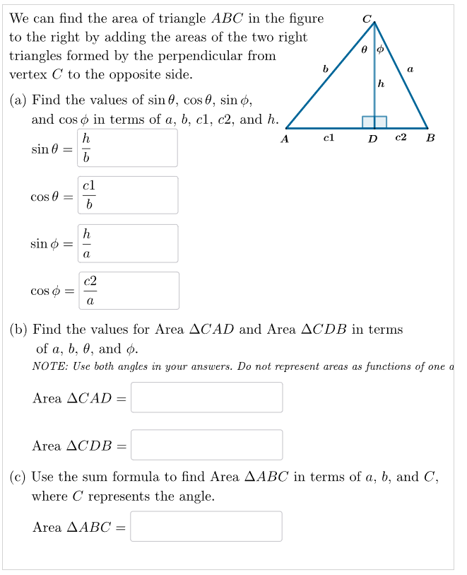 Solved We can find the area of triangle ABC in theto the | Chegg.com