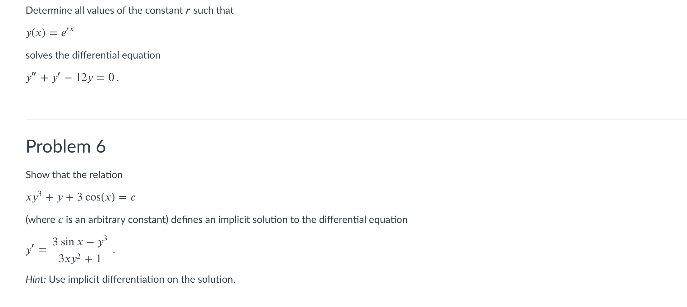 Solved Determine all values of the constant r such that y(x) | Chegg.com