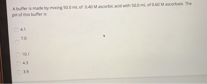 Solved A buffer is made by mixing 50.0 mL of 0.40 M ascorbic | Chegg.com