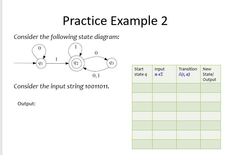 Solved Practice Example 2 Consider the following state | Chegg.com