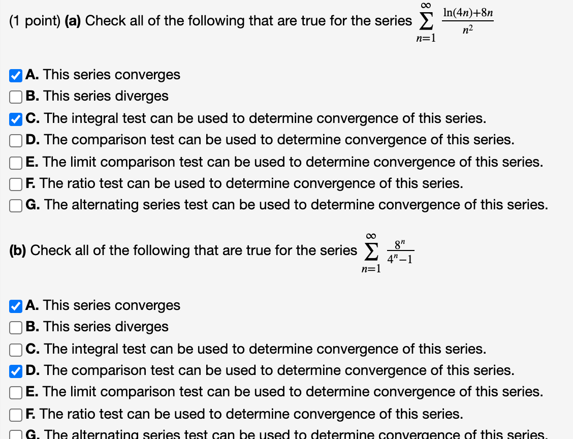 Solved (1 point) (a) Check all of the following that are | Chegg.com