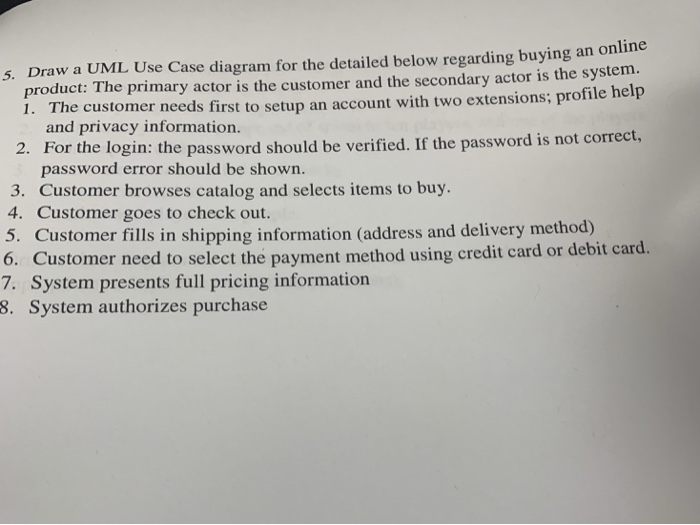 Solved Draw a UML Use Case diagram for the detailed below | Chegg.com