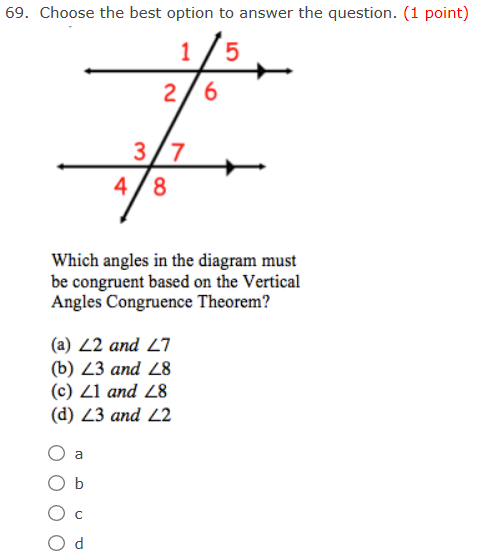 Solved 66. Choose the best option to answer the question. (1 | Chegg.com