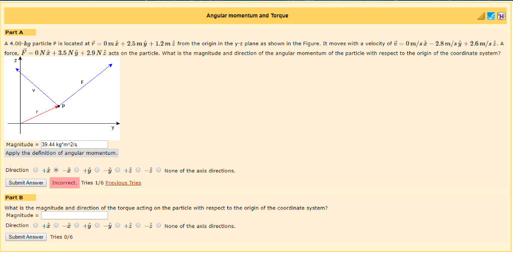 Solved Angular momentum and Torque Part A A 4.00 kg particle | Chegg.com