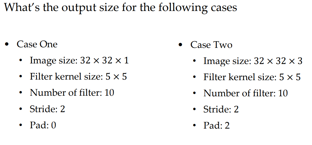 Solved What's the output size for the following cases - Case | Chegg.com