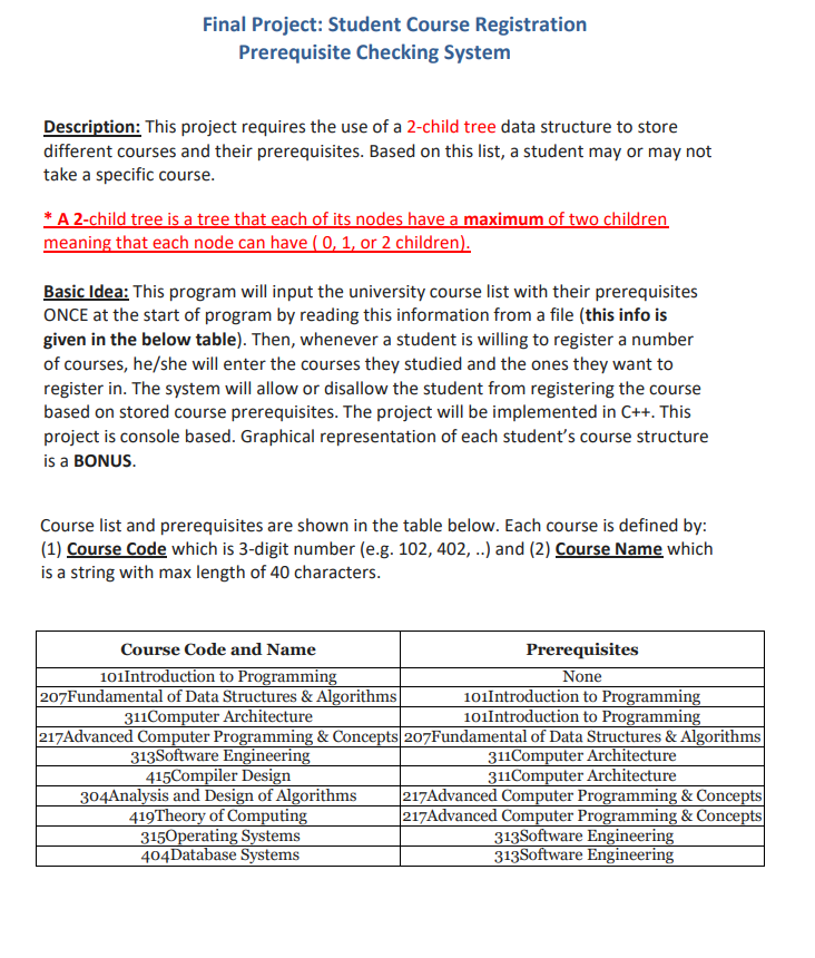 Solved Final Project: Student Course Registration | Chegg.com