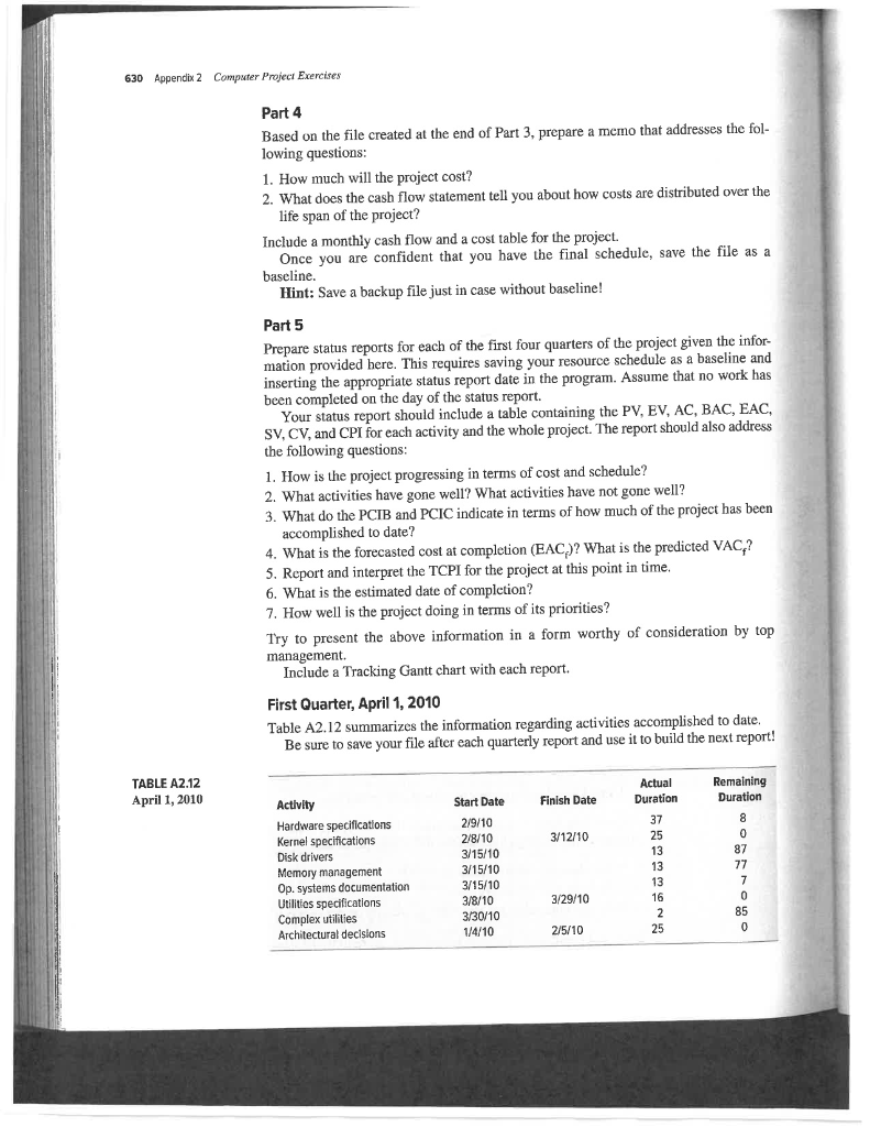 626 Appendix 2 Computer Project Exercises Part B You | Chegg.com