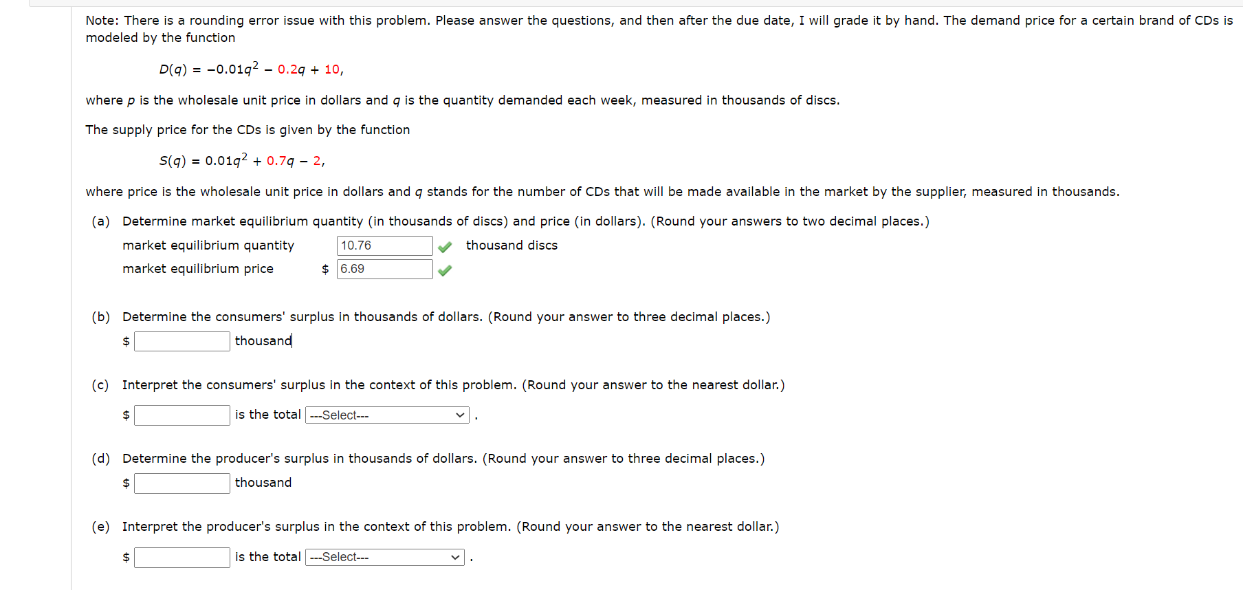 Solved Note: There is a rounding error issue with this | Chegg.com