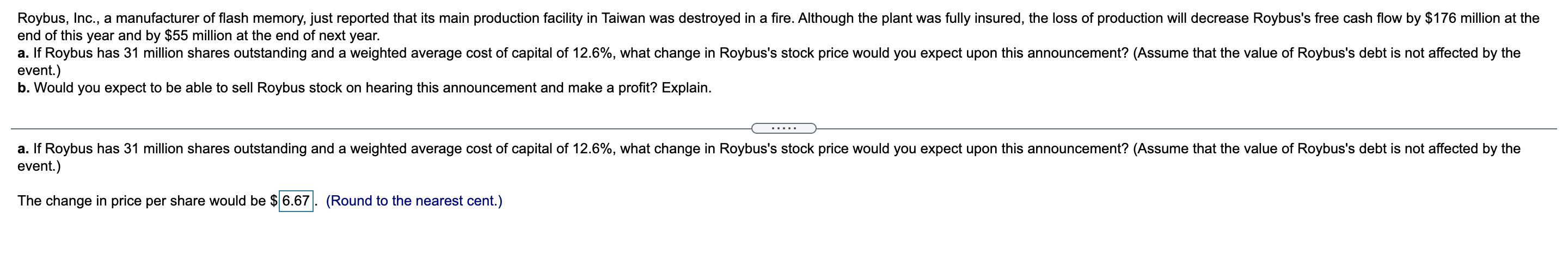 Solved Roybus, Inc., a manufacturer of flash memory, just | Chegg.com
