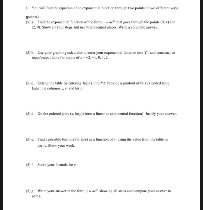 Exponential Equation Given Two Points Calculator Tessshebaylo
