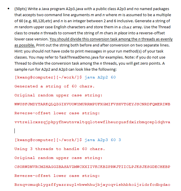 Solved public class A2p3 implements Runnable \{ static int | Chegg.com
