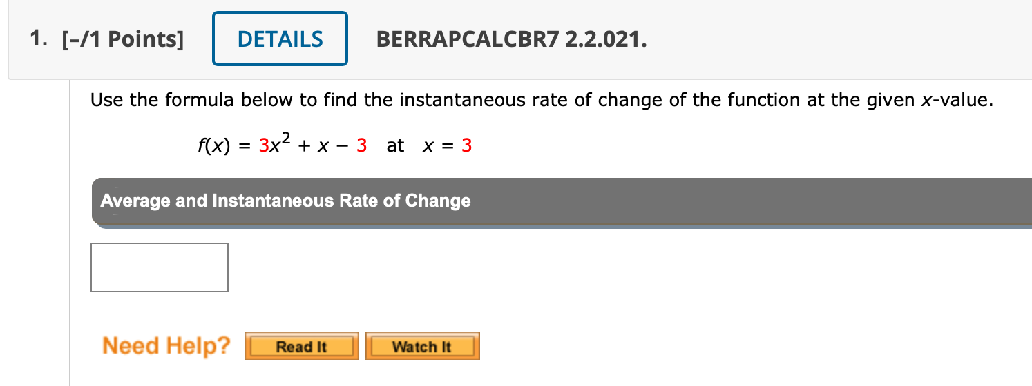 Solved 1. [-/1 Points] DETAILS BERRAPCALCBR7 2.2.021. Use | Chegg.com