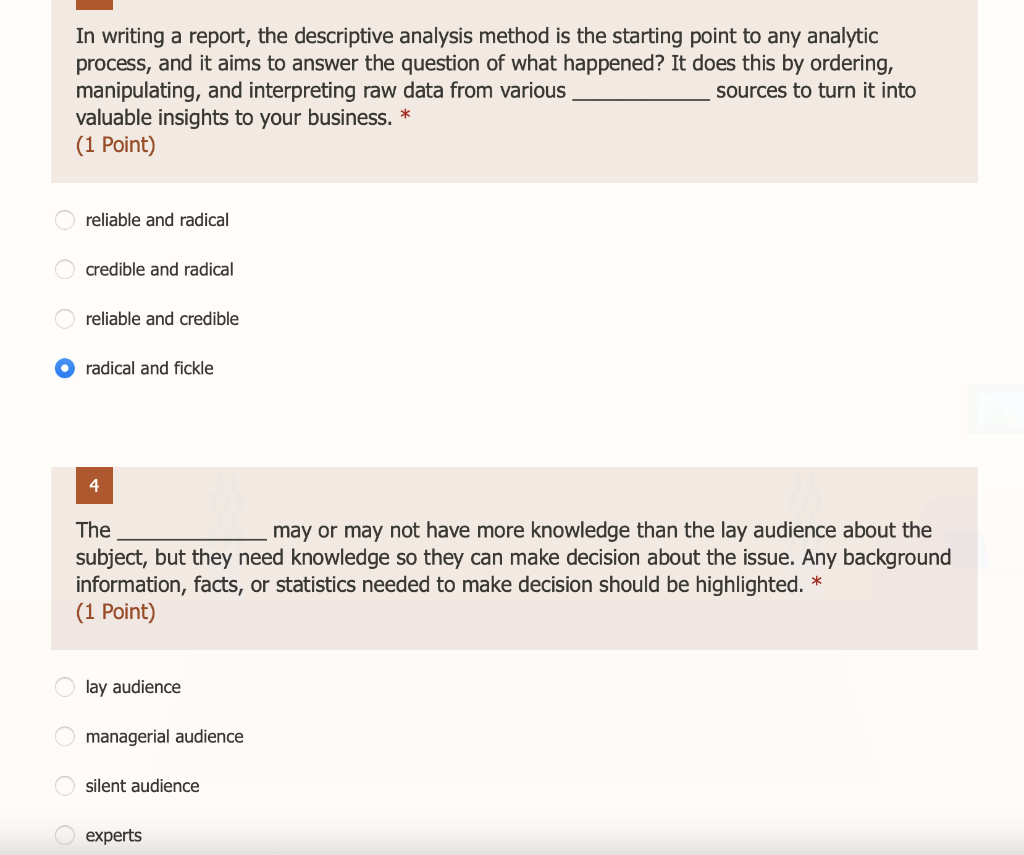 Solved In writing a report, the descriptive analysis method | Chegg.com