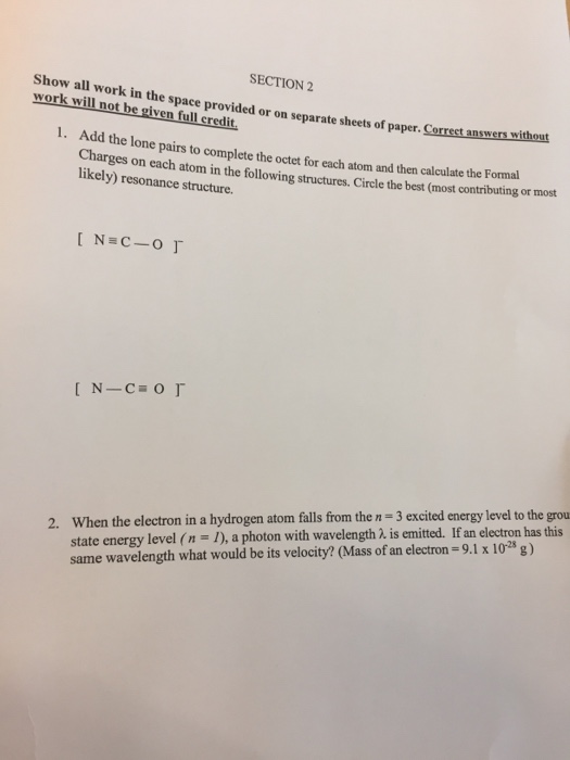 Solved DATE: 12 SECTION1 1. Which set of quantum numbers | Chegg.com