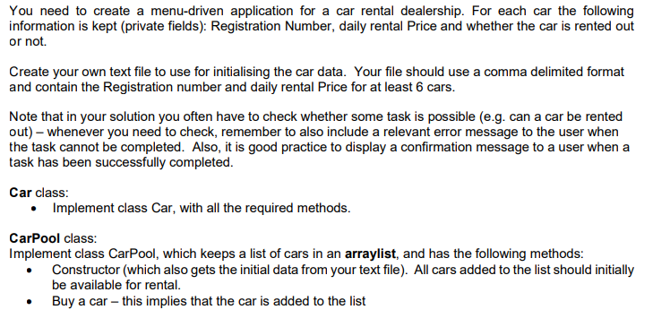You need to create a menu-driven application for a | Chegg.com