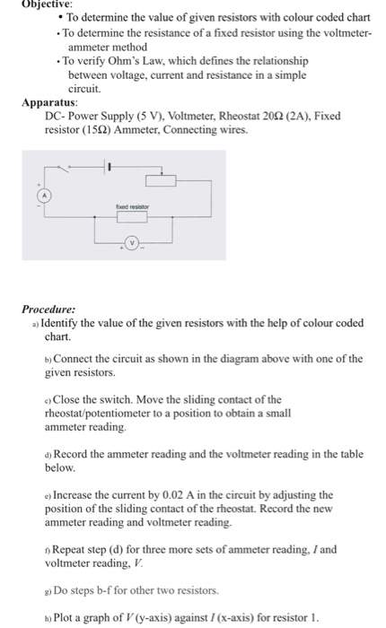 Solved Objective: To determine the value of given resistors | Chegg.com
