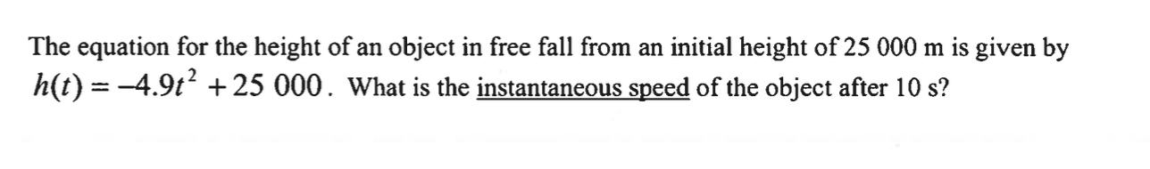 Solved The equation for the height of an object in free fall | Chegg.com