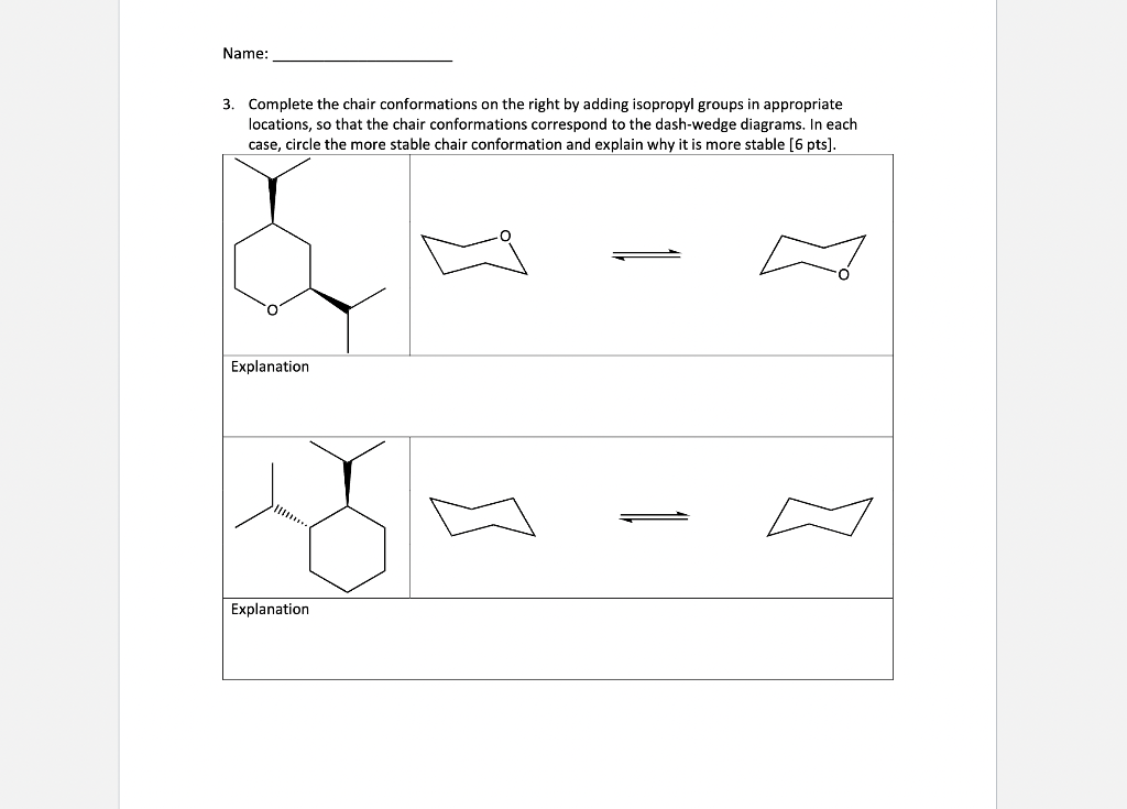 Solved 3. Complete the chair conformations on the right by | Chegg.com