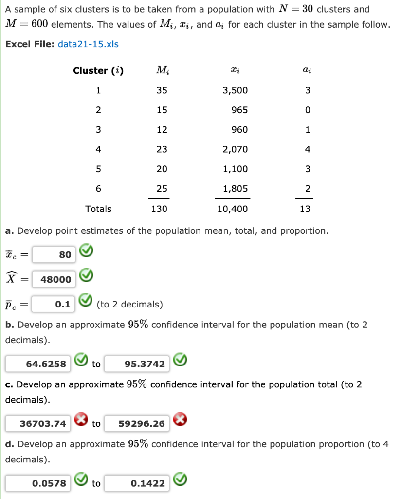 Solved A sample of six clusters is to be taken from a | Chegg.com