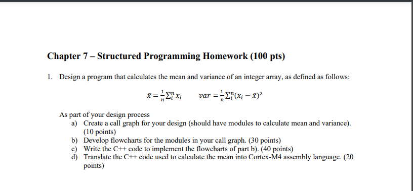 Solved Chapter 7 - Structured Programming Homework (100 pts) | Chegg.com