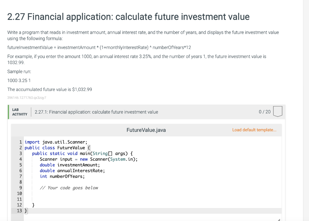 Solved 227 Financial Application Calculate Future 
