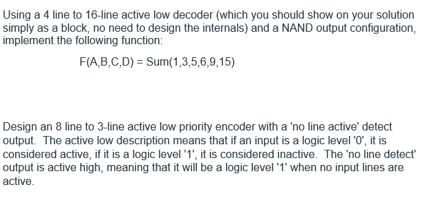 Solved Using a 4 line to 16-line active low decoder (which | Chegg.com