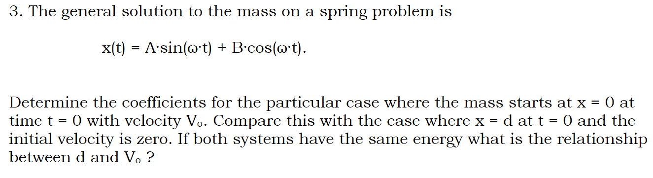 Solved 3. The general solution to the mass on a spring | Chegg.com