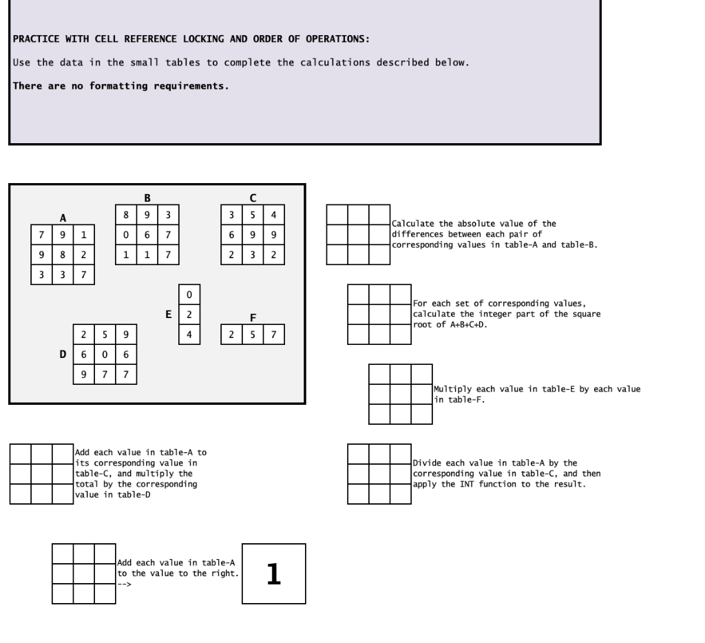 Solved PRACTICE WITH CELL REFERENCE LOCKING AND ORDER OF | Chegg.com