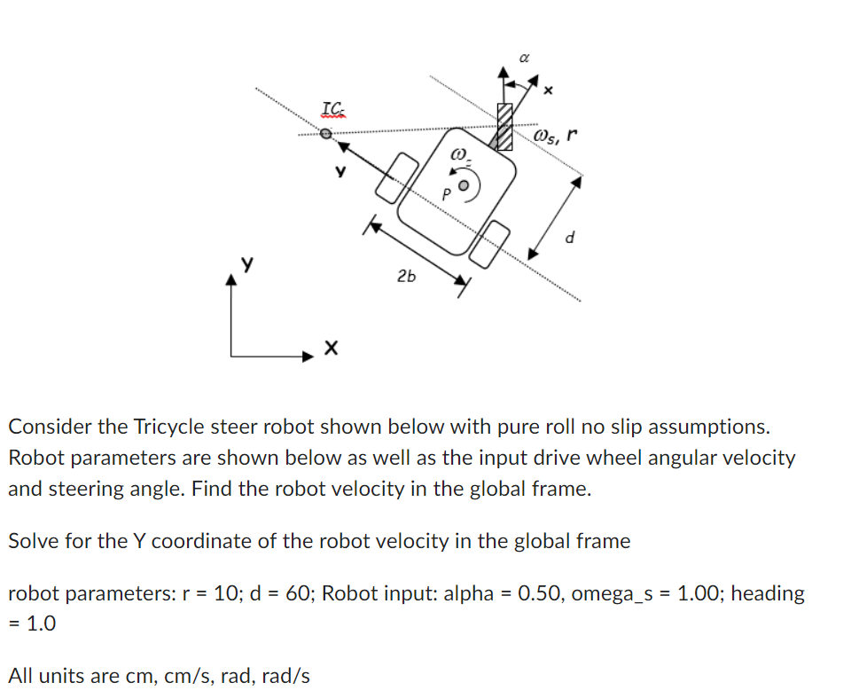 Solved Consider the Tricycle steer robot shown below with | Chegg.com