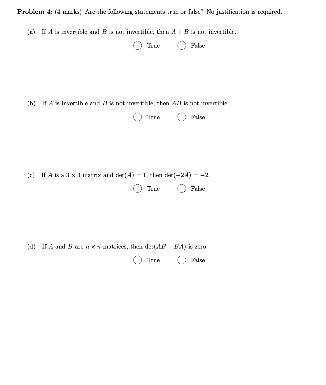 Solved Problem 4: (4 ﻿marks) ﻿Are the following statements | Chegg.com