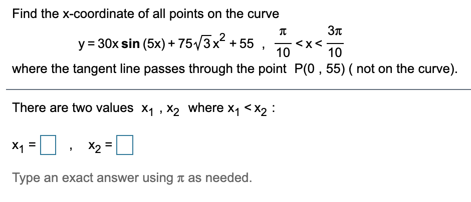 Solved Find the x-coordinate of all points on the curve п 2 | Chegg.com