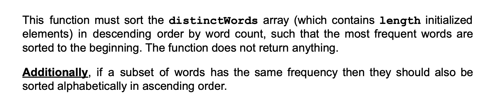 Solved e. sortArray function void sortArray (wordRecord* | Chegg.com