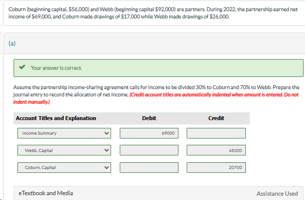 Solved Coburn (beginning capital, $56,000 ) and Webb | Chegg.com